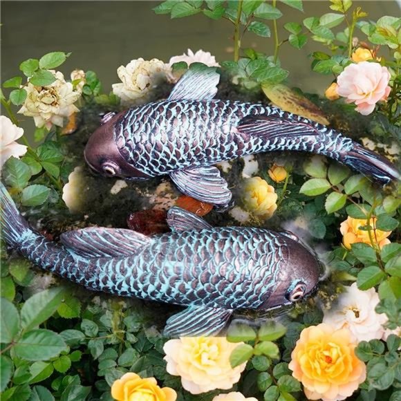 Accents | Garden Sculptures Statues Koi Fish Decor Set Of 2 Antique ...